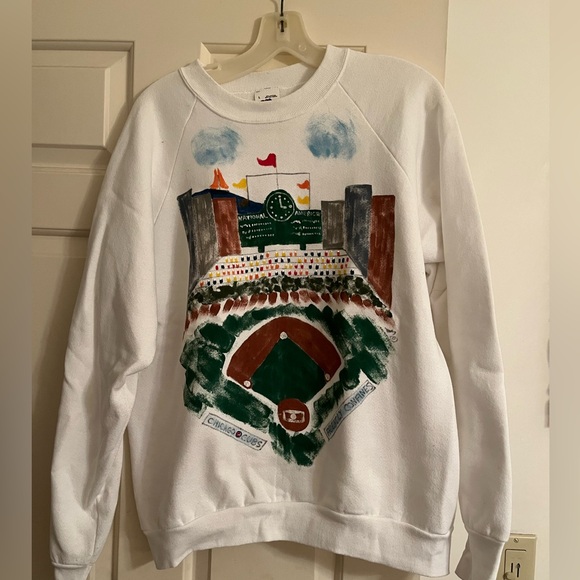 Tops | One Of A Kind Handpainted Wrigley Field Sweatshirt | Poshmark